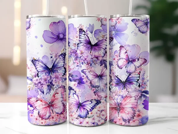 Tumbler - Leptiri - watercolor - Tumbleri shop